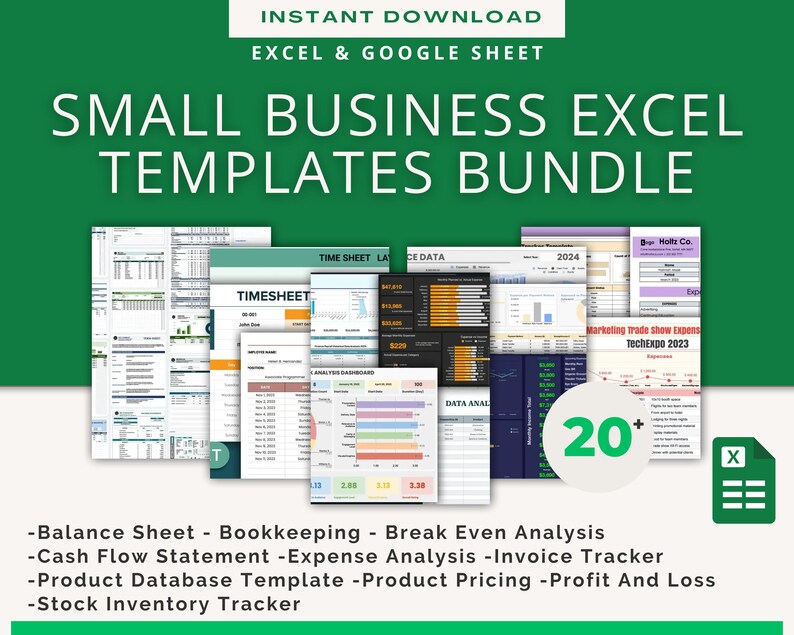 Small Business Excel & Google Sheets Templates Bundle (digital Download ...