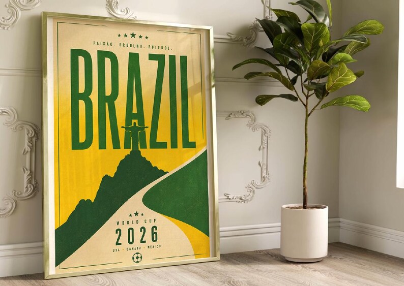 Brazil World Cup 2026 Poster Printable, Brazil Football Wall Art ...