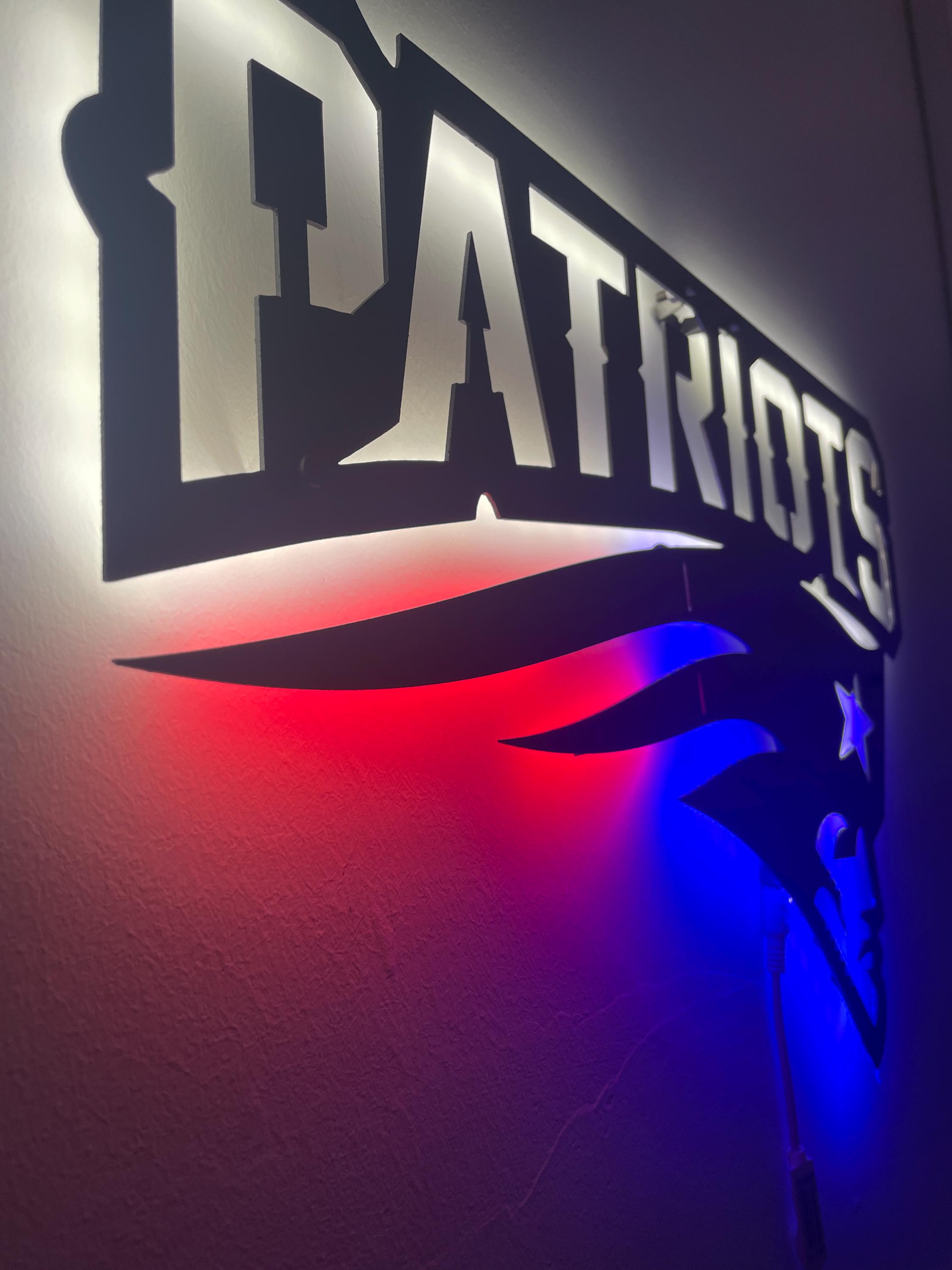 Patriots LED Sign: Steel Wall Art, Man Cave Decor - Etsy