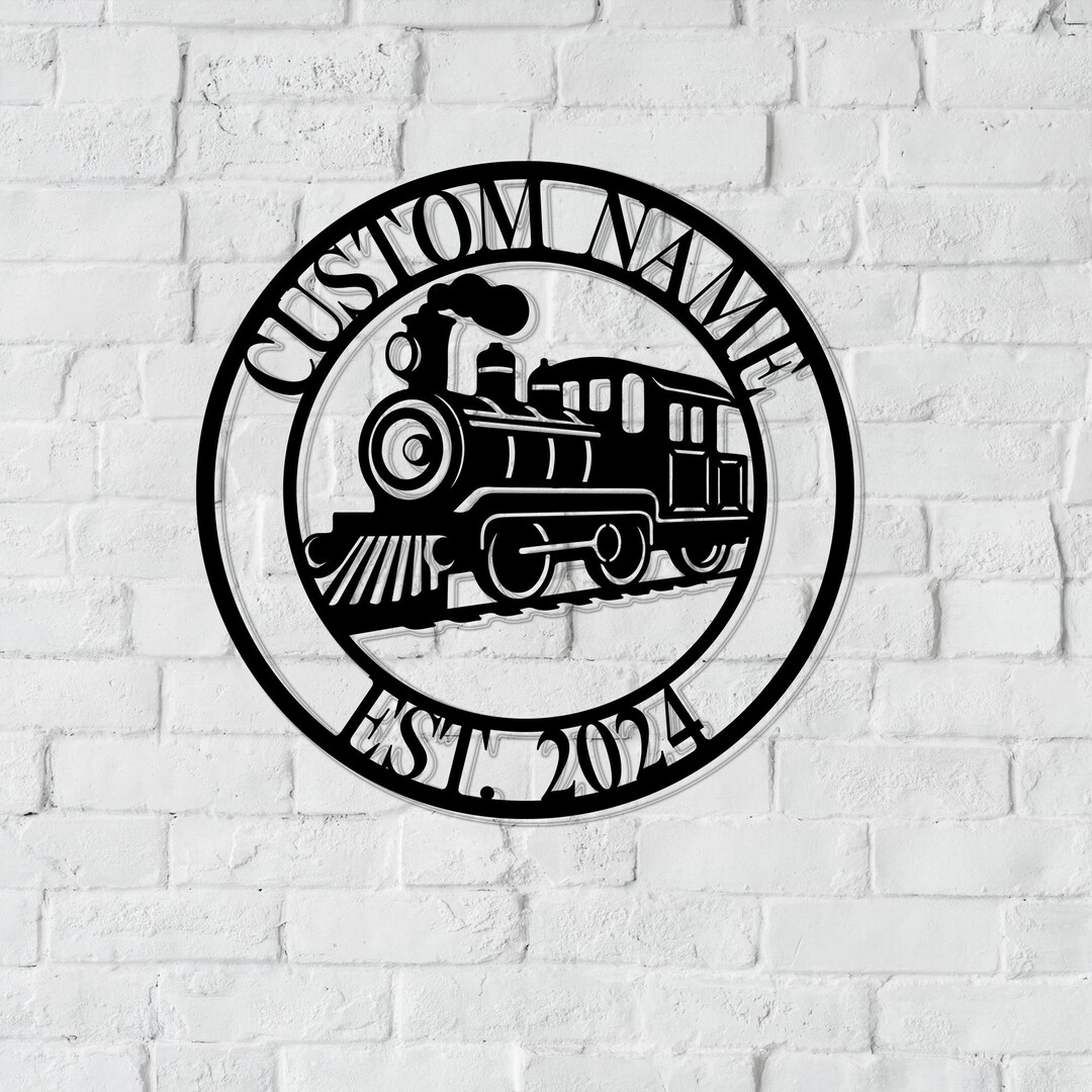 Personalized Railroad Metal Wall Sign , Custom Train Metal Wall Decor ...