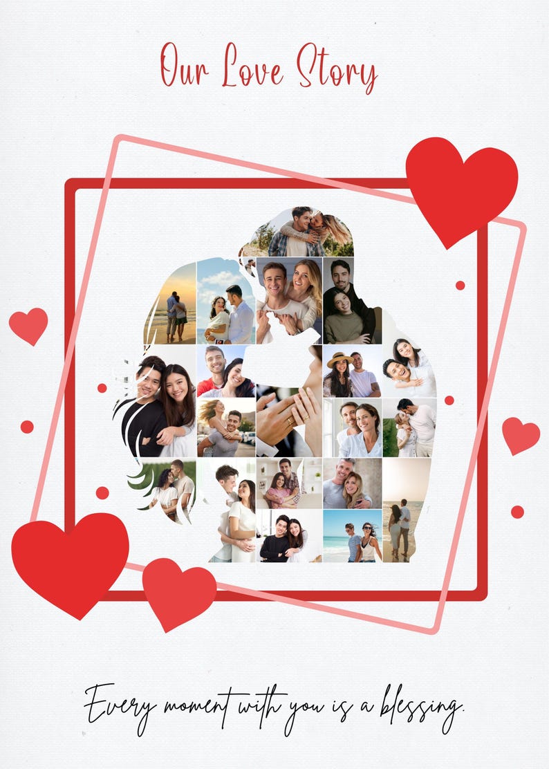 Romantic Photo Collage Template | Valentine's Day Canva Design (digital ...