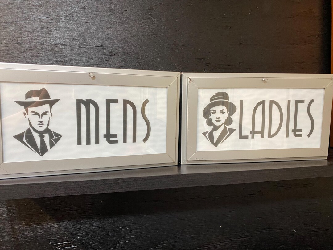 Vintage Art Deco Lighted Mens and Ladies Restroom Signs Theater Cinema ...