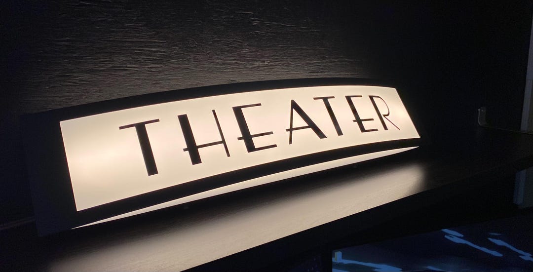 Customizable Art Deco Lighted Home Theater Sign: Cinema Bar Decor ...