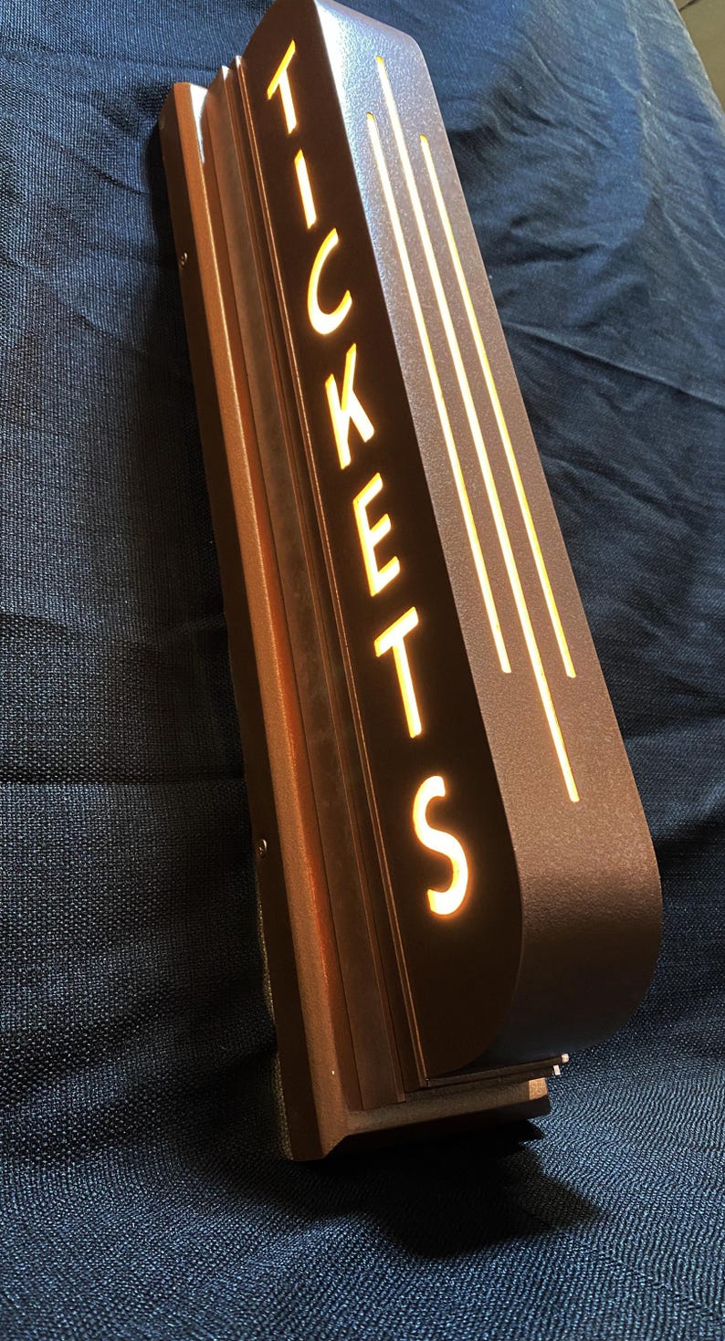 Custom Art Deco Lighted TICKETS Home Theater Sign LED Sign Movie Cinema ...