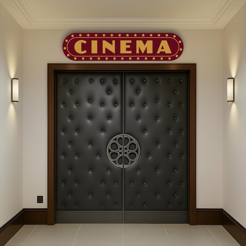 Art Deco Home Theater Sign Vintage Style Movie Room Decor Cinema Art - Etsy