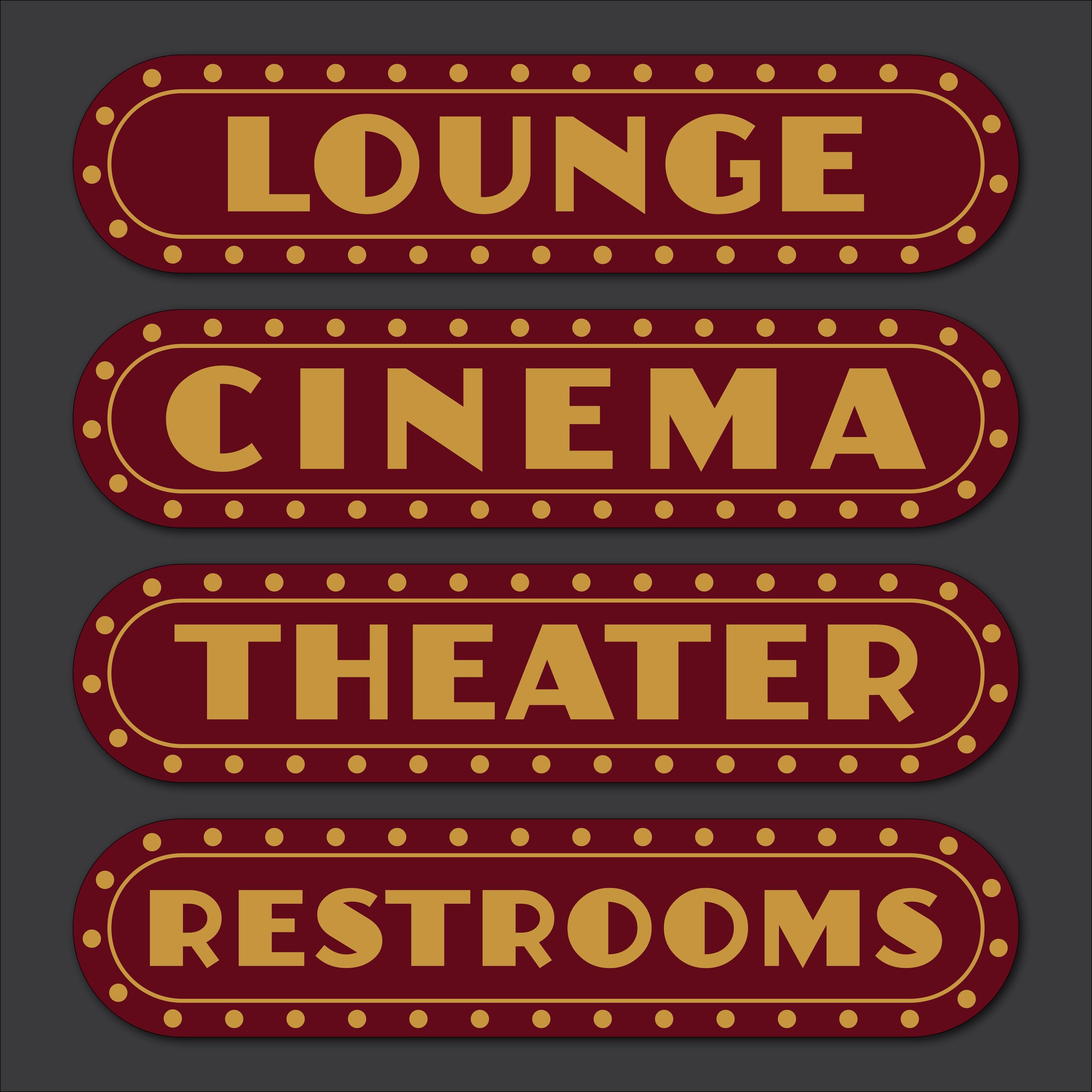 Art Deco Home Theater Sign Vintage Style Movie Room Decor Cinema Art - Etsy