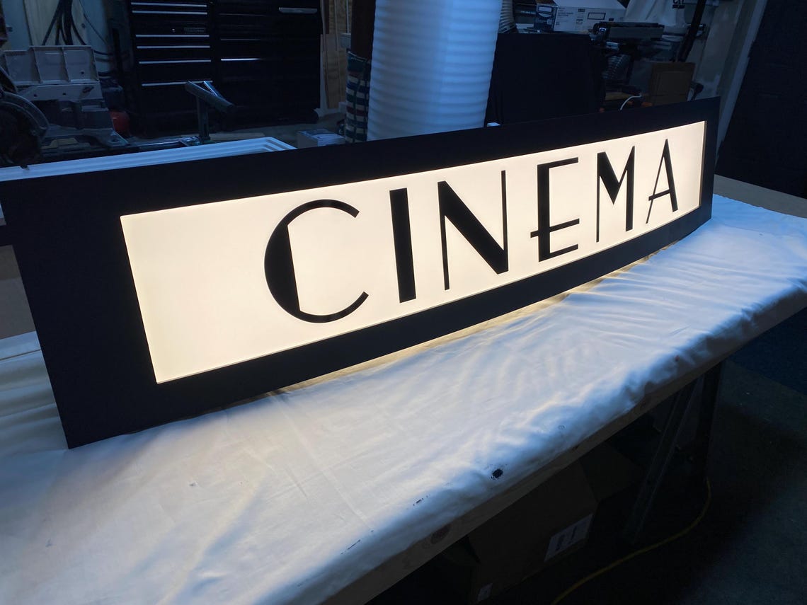48 Inch Wide Custom Art Deco Lighted Home Theater Sign: Vintage Style ...