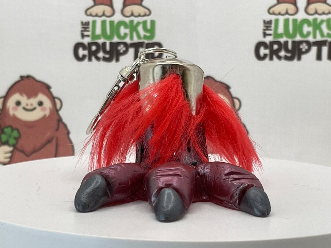 Mothman Keychain Lucky Foot Fuzzy Key Holder Keyring Cryptid Gift Art ...