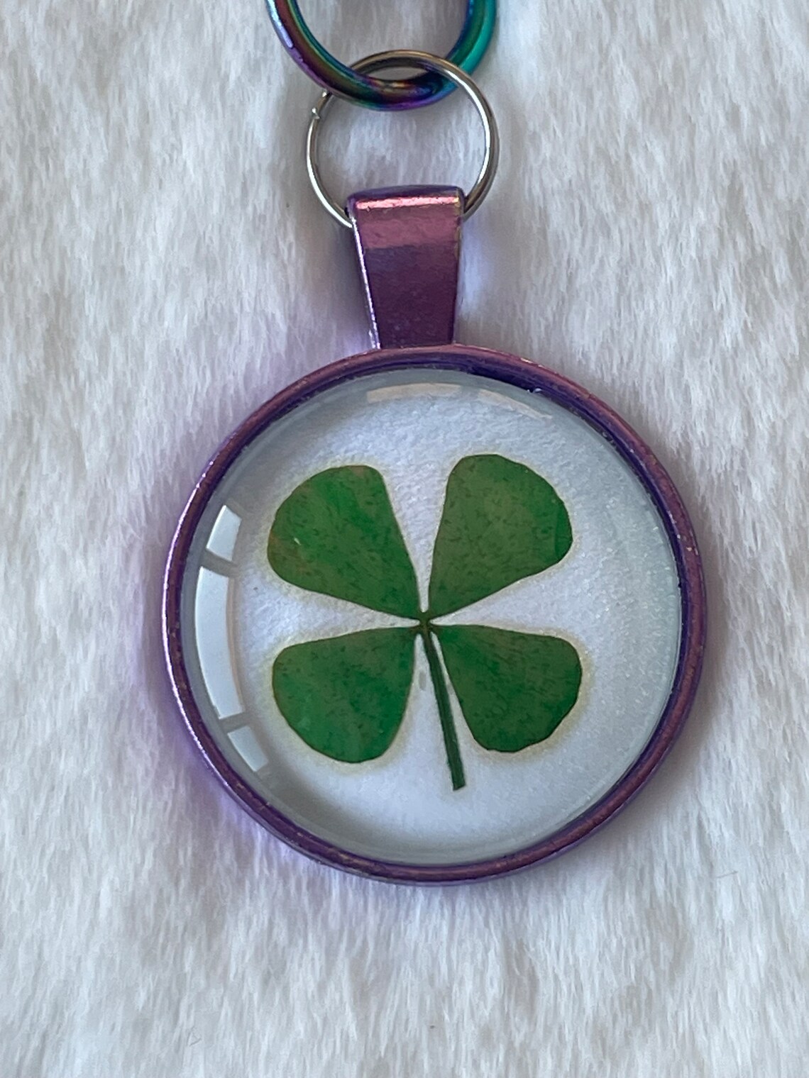 Real Four Leaf Clover Keychain Lucky Charm Keyring Shamrock Good ...