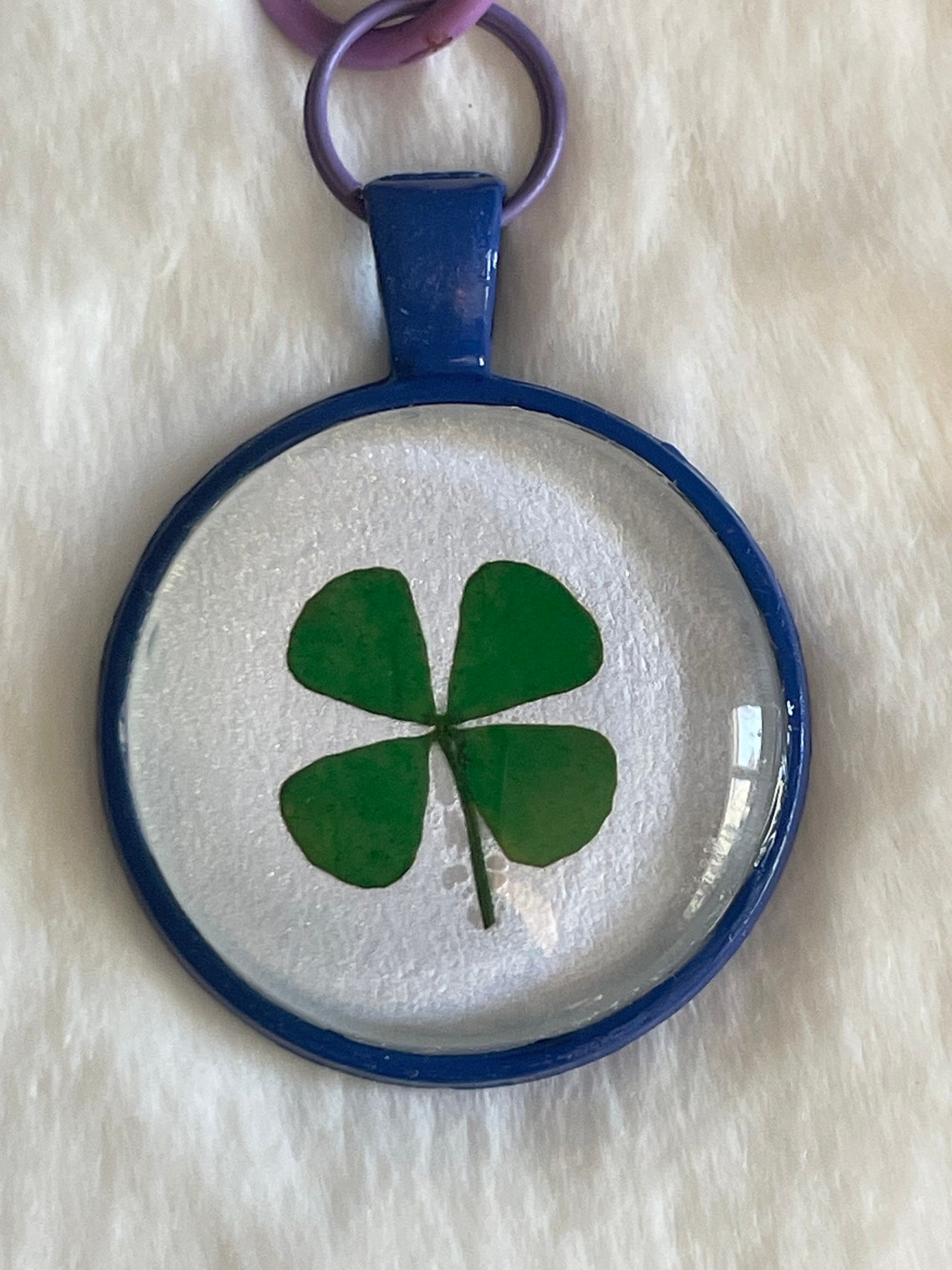 Real Four Leaf Clover Keychain Lucky Charm Keyring Shamrock Good ...