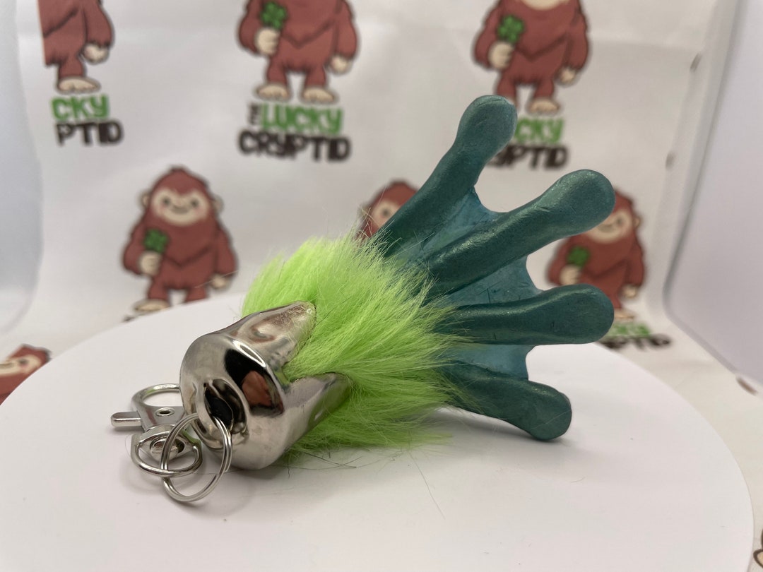 Loveland Frogman Keychain Fuzzy Frog Foot Lucky Lizard Man Key Holder ...