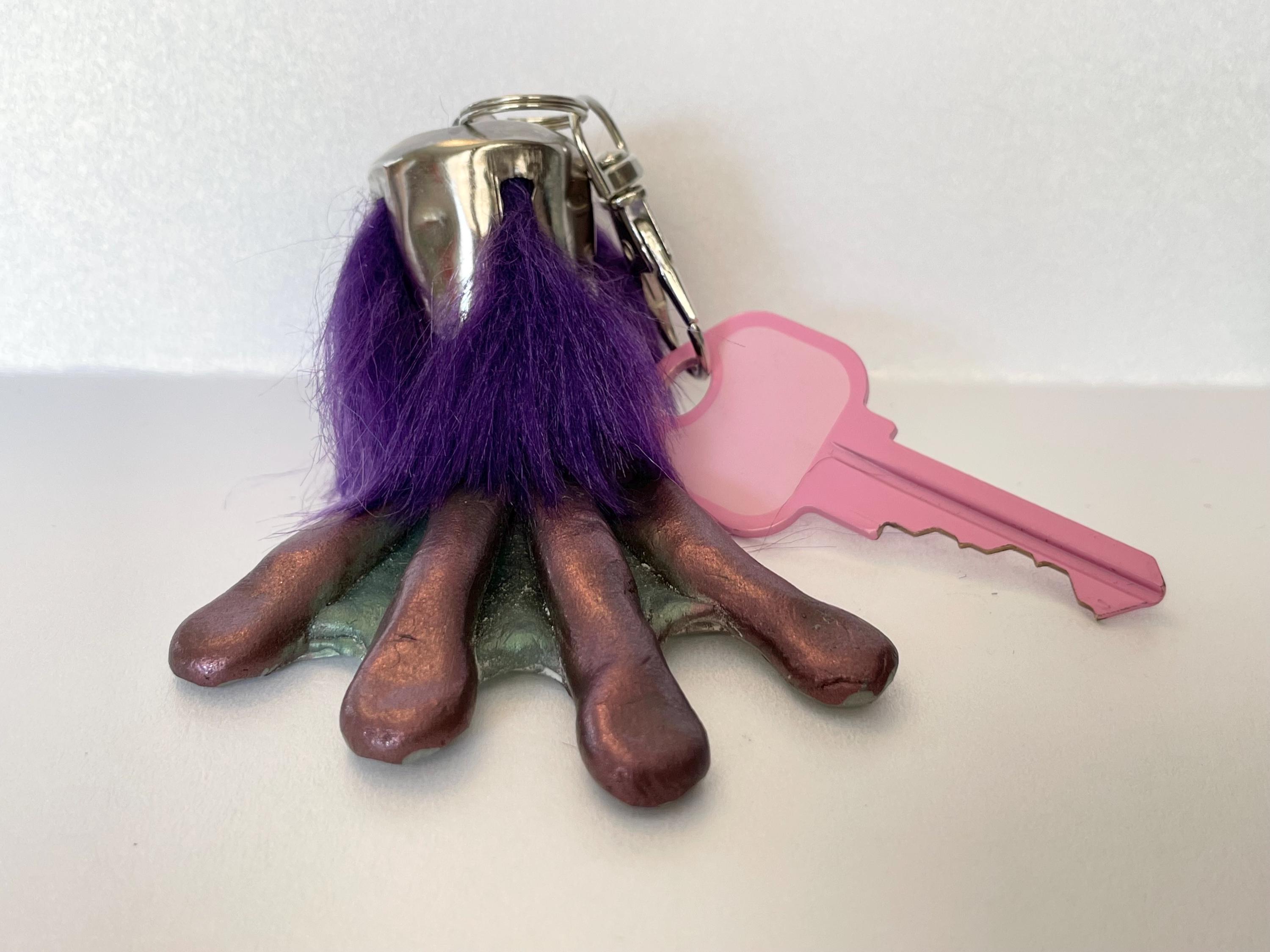 Loveland Frogman Keychain Fuzzy Frog Foot Lucky Lizard Man Key Holder ...