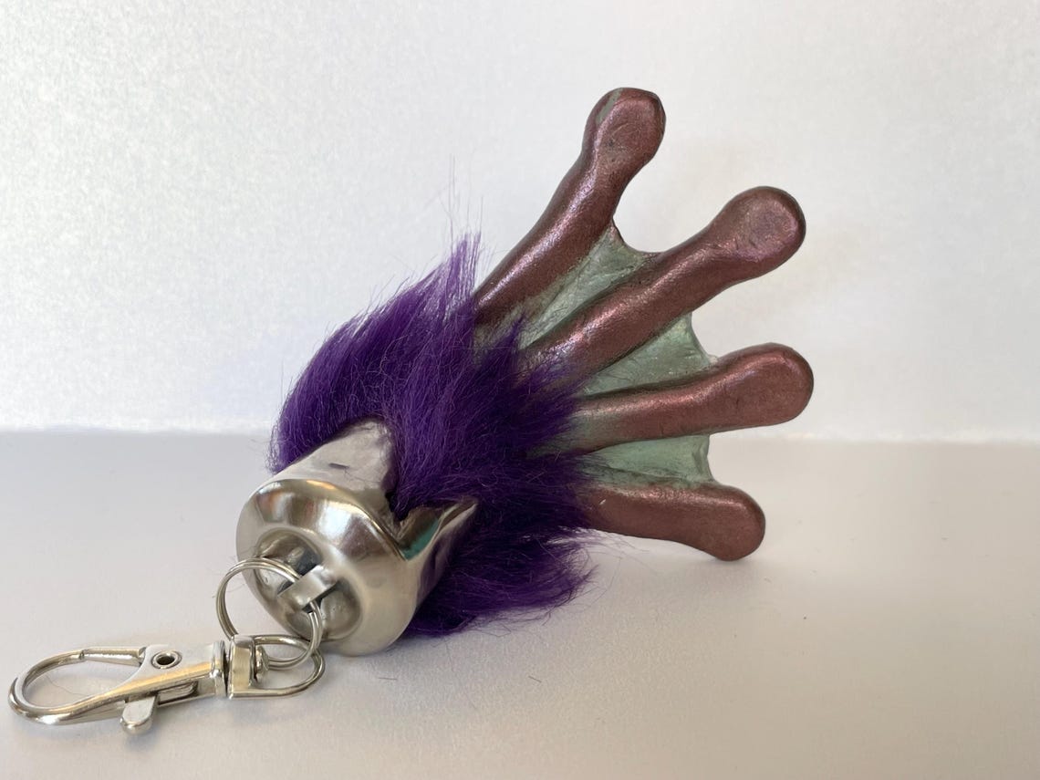 Loveland Frogman Keychain Fuzzy Frog Foot Lucky Lizard Man Key Holder ...