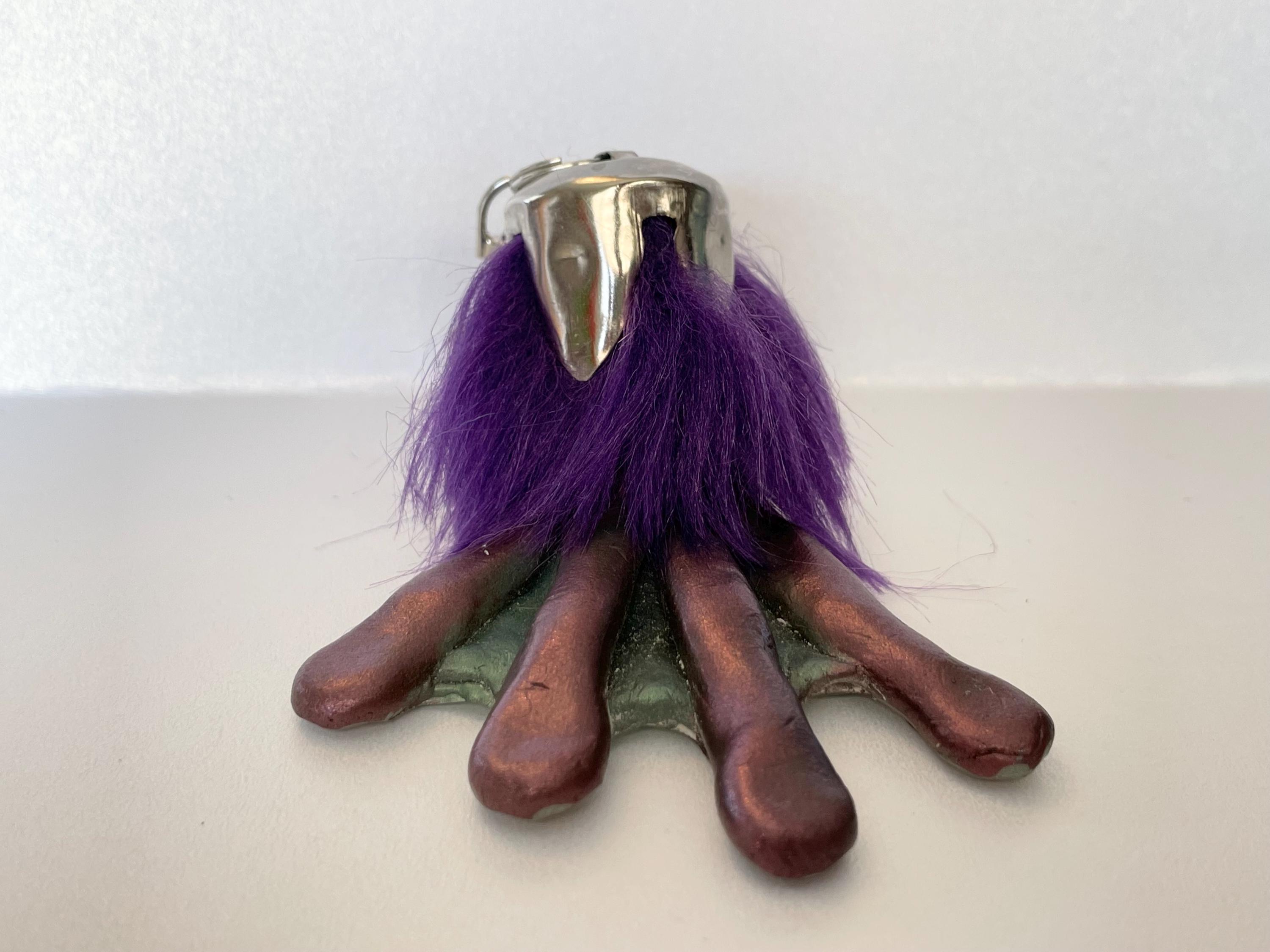 Loveland Frogman Keychain Fuzzy Frog Foot Lucky Lizard Man Key Holder ...