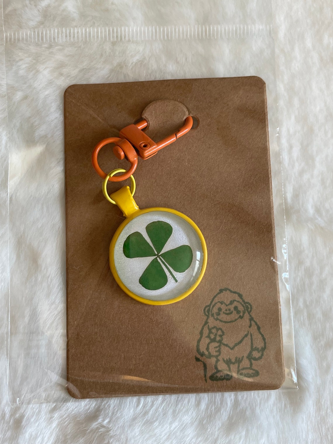 Real Four Leaf Clover Keychain Lucky Charm Keyring Shamrock Good ...