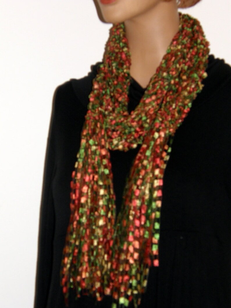 Fall Leave Fancy Ribbon Scarf Orange Red Green Color Confetti - Etsy