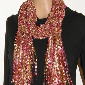 Gold Cherry Red Fancy Ribbon Scarf Fall Color Confetti Fancy Ribbon ...