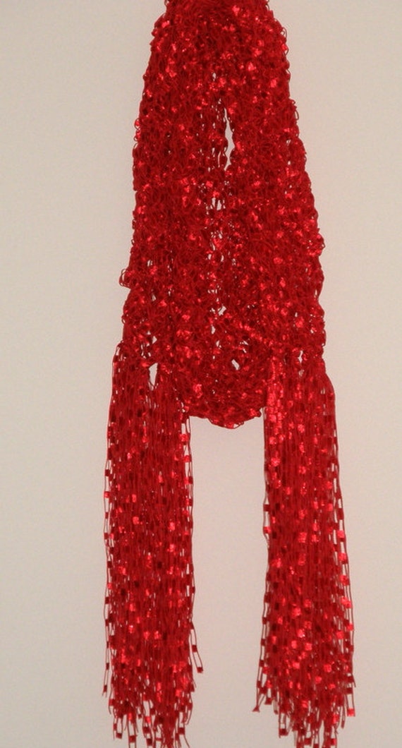 Items similar to Bright Christmas Red Fancy Ribbon Scarf Confetti ...