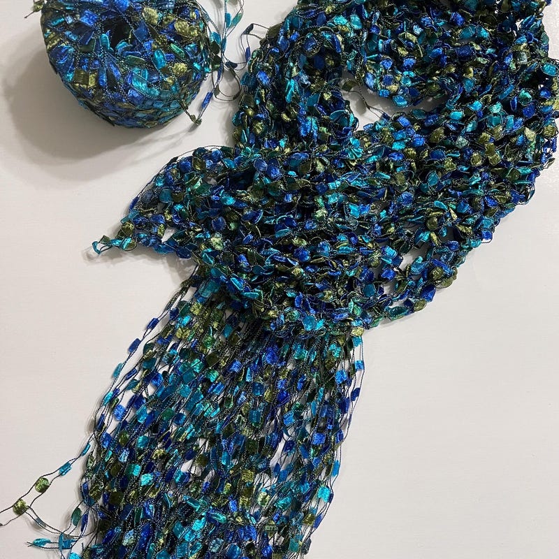 Ribbon Yarn Scarf - Etsy