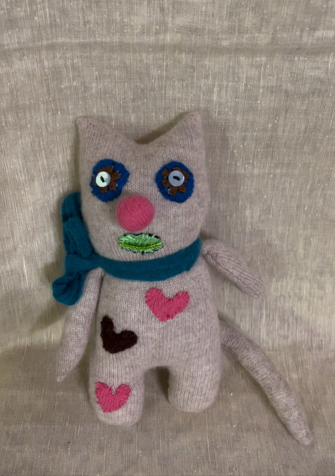 Pocket Toy Little Pink Cat Cashmere Plush Upcycled Cashmere Kids Cuddly ...