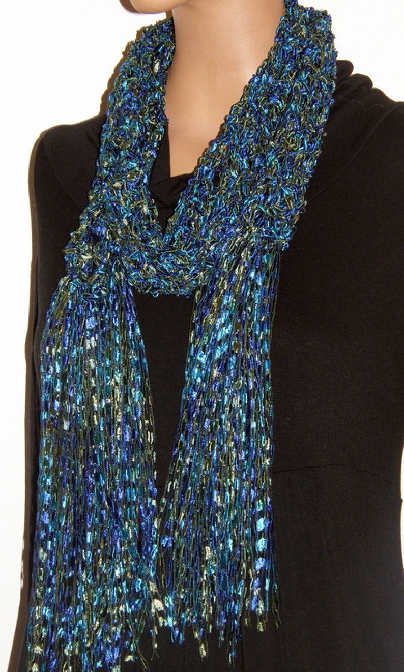 Fancy Ribbon Scarf Peacock Turquoise Green Fancy Ribbon Scarf - Etsy