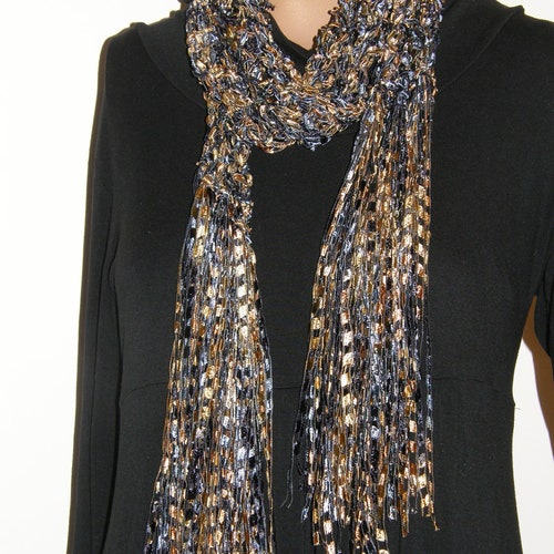 Gold Cherry Red Fancy Ribbon Scarf Fall Color Confetti Fancy - Etsy