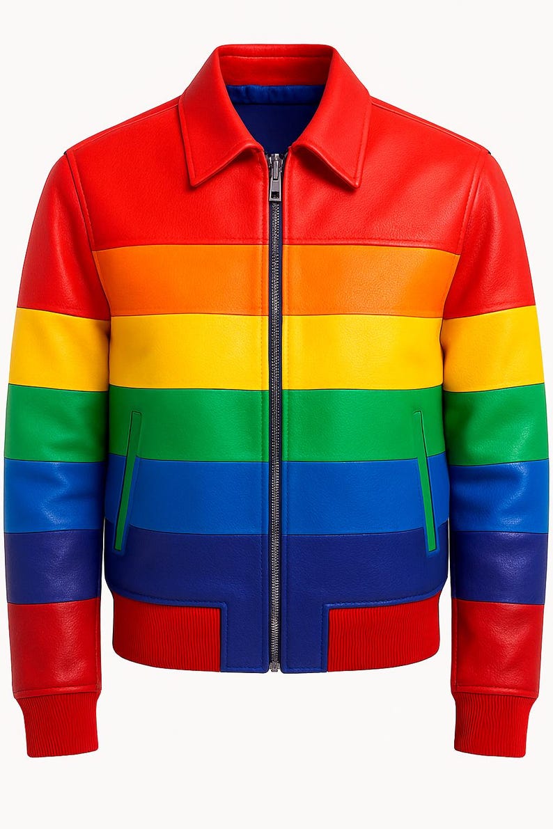Rainbow Leather Jacket – Pride Color for Men & Women – Handmade Faux ...