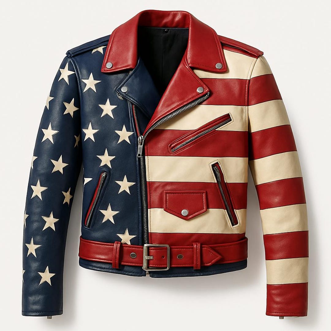 Men’s American Flag Leather Biker Jacket – USA Stars & Stripes ...