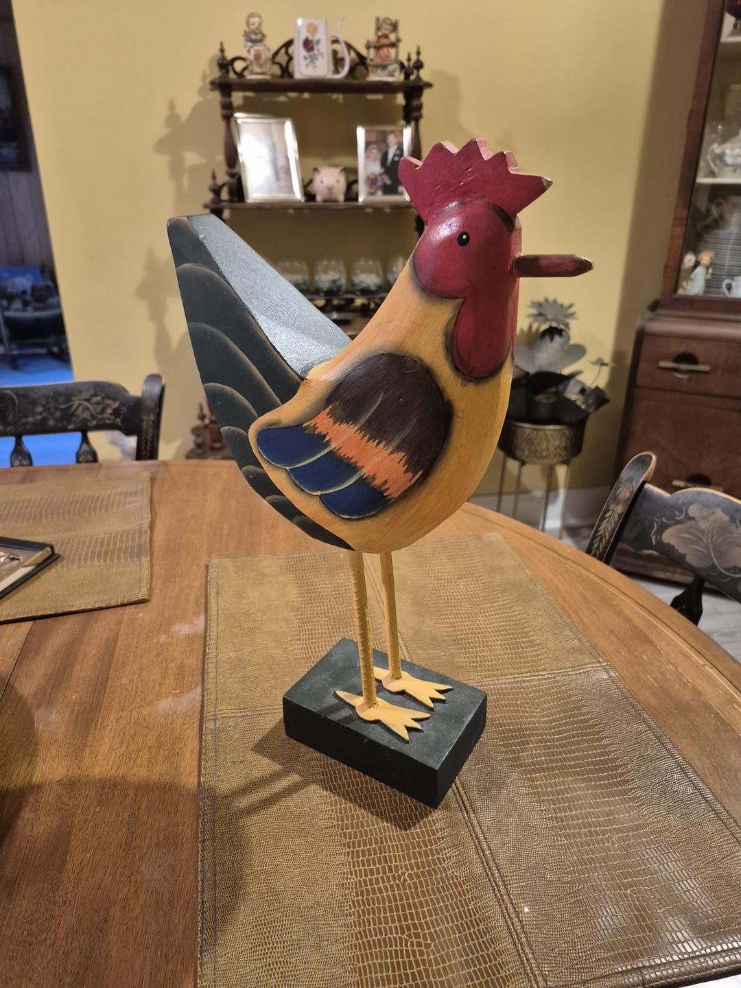 15" Tall Hand Carved Wooden Rooster - Etsy