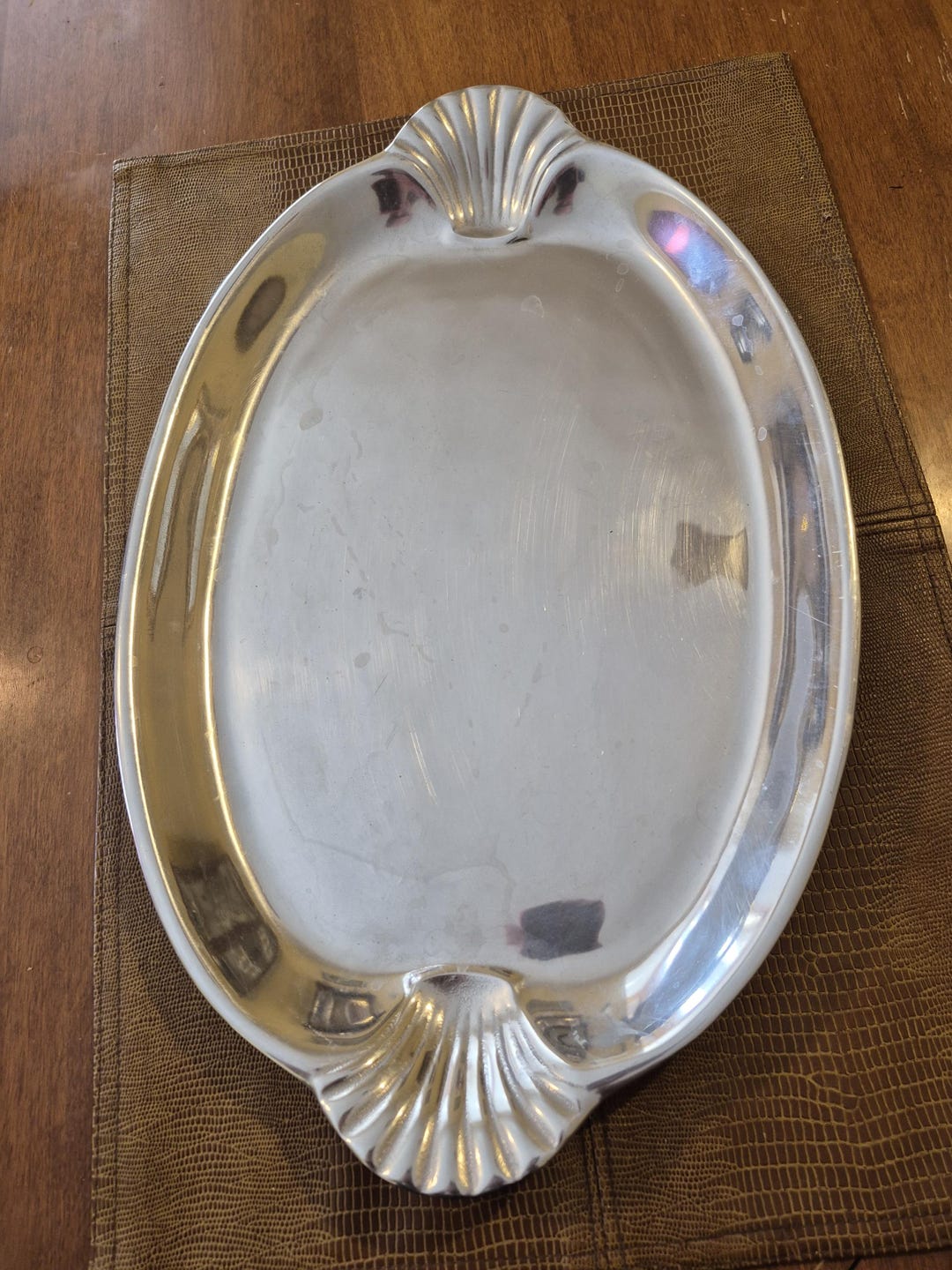 Wilton Armetale Scallop Handle Oval Pewter, Serving Tray.16"x10 - Etsy