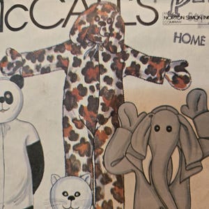 Mccalls 6809 Children's Costume Patterns. Elephant, Cat, Panda and Dog ...