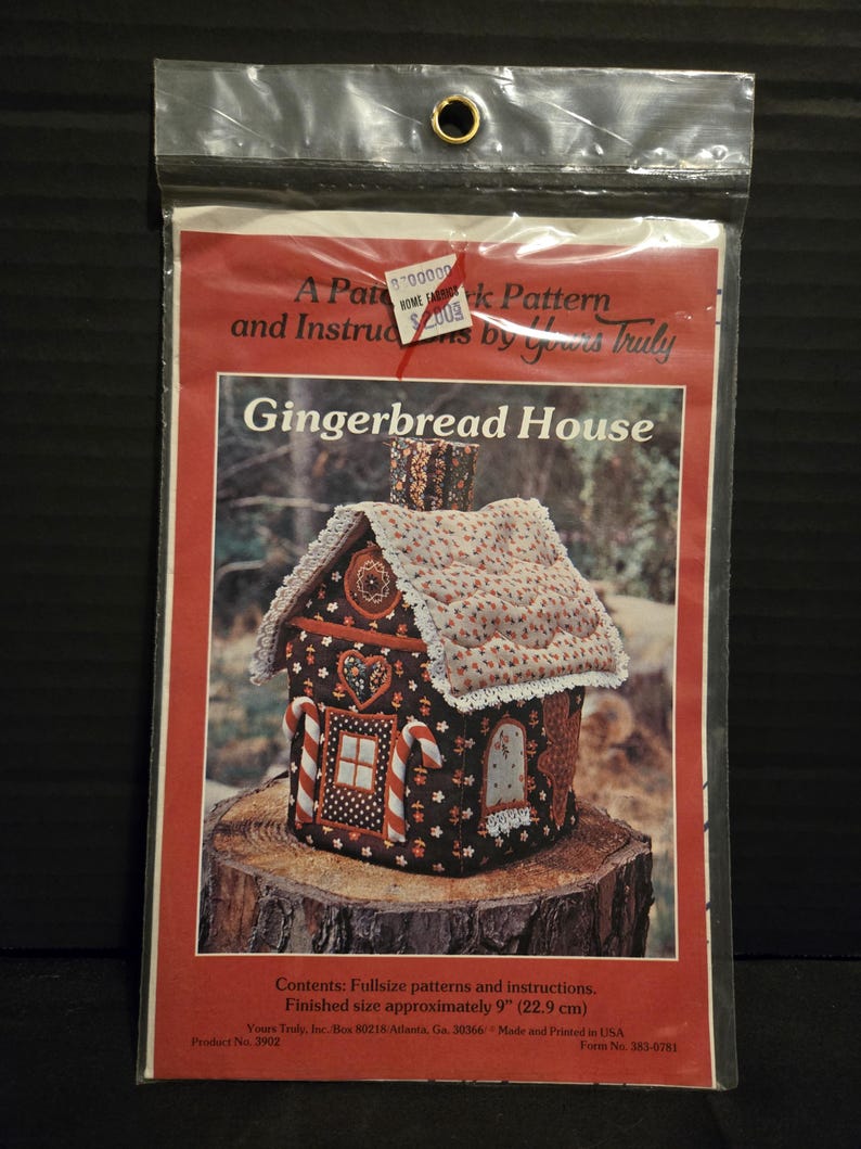 9" Gingerbread House Patchwork Pattern, Yours Truly #3902, Vintage 3D ...