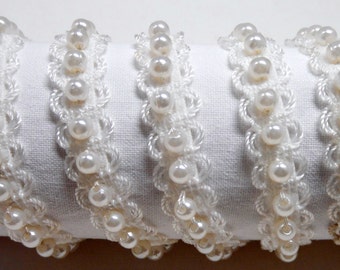 Lace ribbon with pearls | Etsy