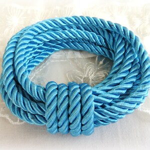 5mm Turquoise Satin Twisted Cord, Wrapped Thread Cord, Rope Cord- 2 ...