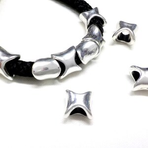 Silver Plated Irregular Tube Beads, Irregular Metal Rings Sliders ...