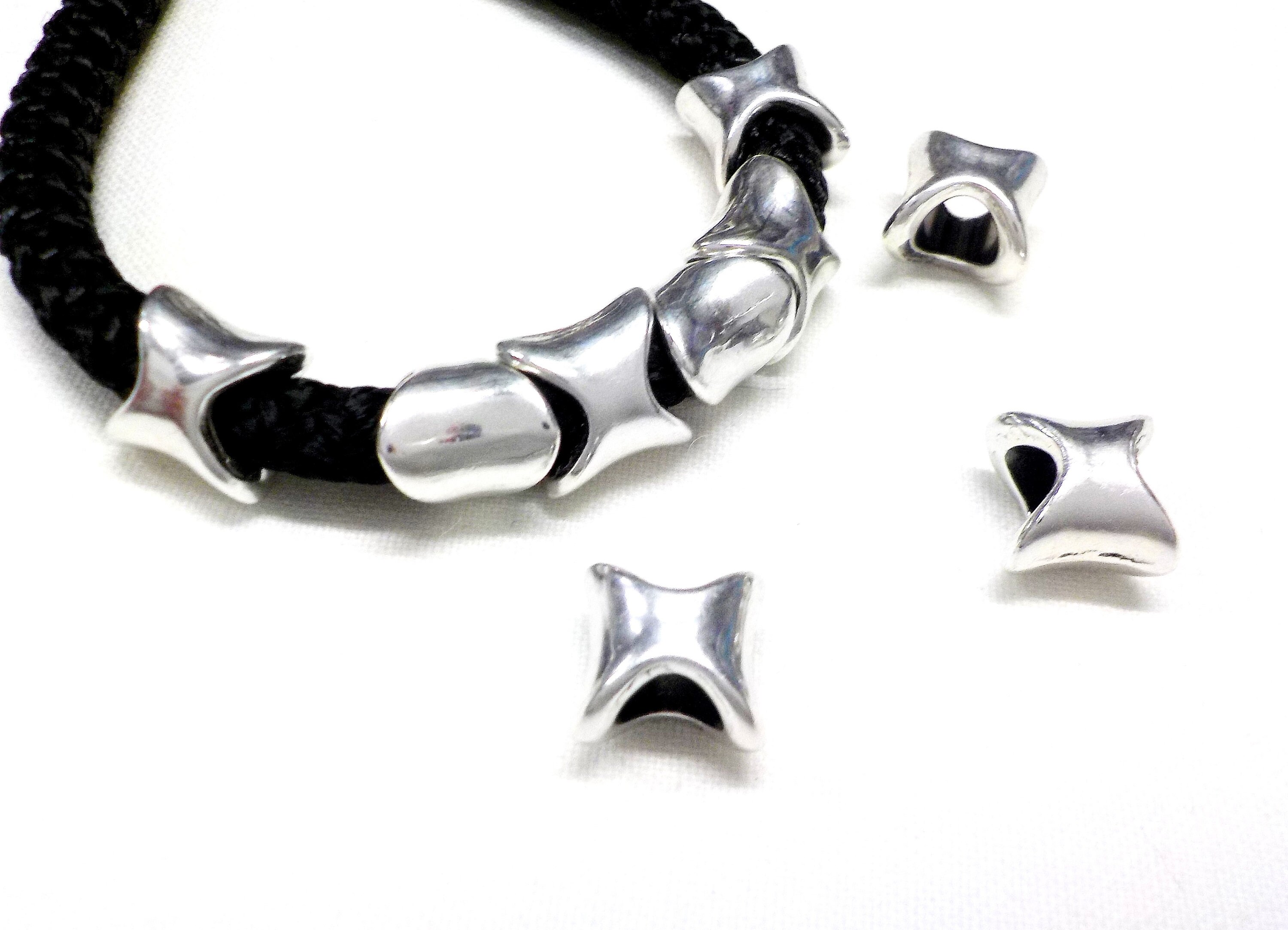 Silver Plated Irregular Tube Beads, Irregular Metal Rings Sliders ...