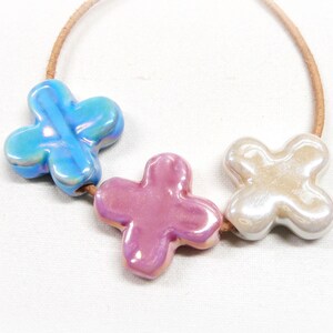 Pink Porcelain Cross Bead, Cross Slider, Porcelain Cross Spacer, Pink ...