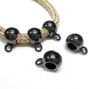 Gun Metal Bail Beads, Black Bail Charm Holder Spacer With Loop, Tube ...