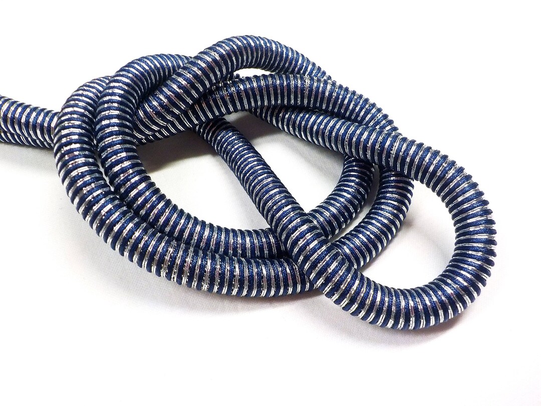 9mm Blue Silver Covered Mesh Chain, Black Gold Wrapped Thread Chain ...