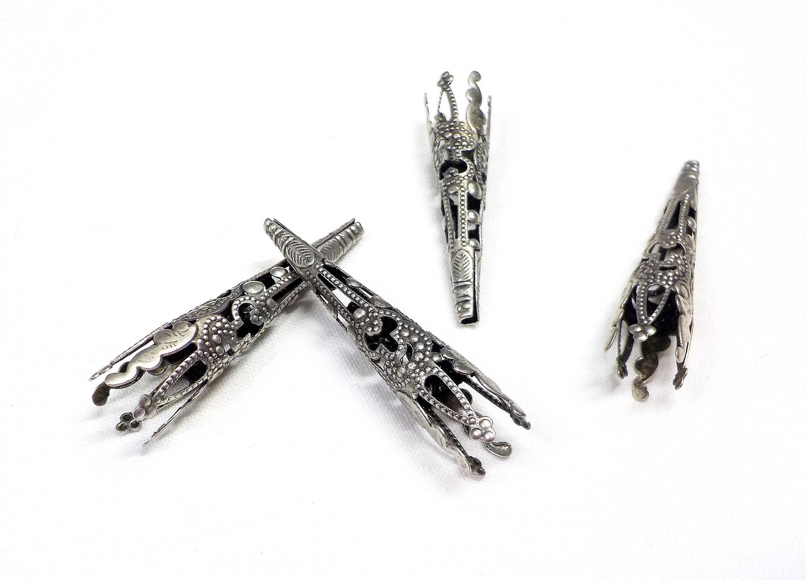 Silver Cone Filigree Bead Caps Bead Cones Tassel End Caps - Etsy