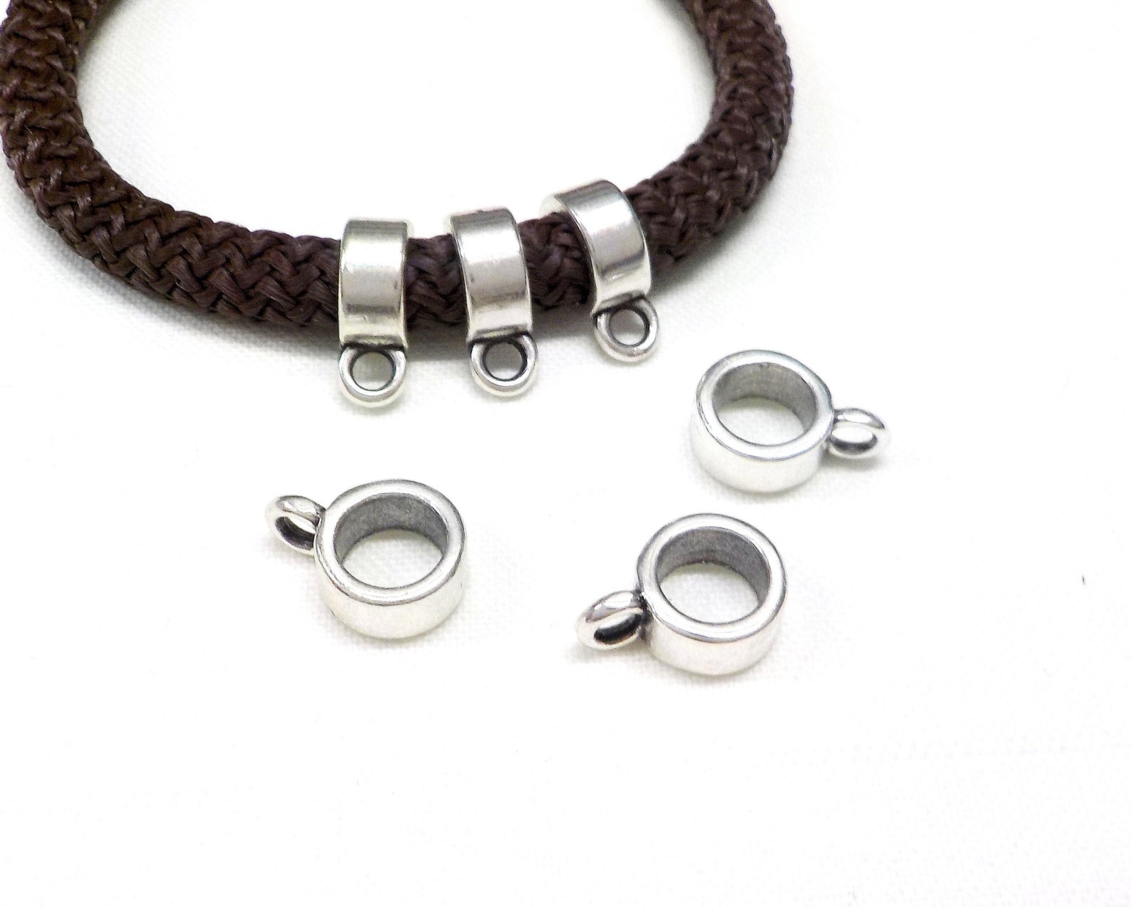 999 Silver Bail Beads Bail Charm Holder Spacer With Loop - Etsy
