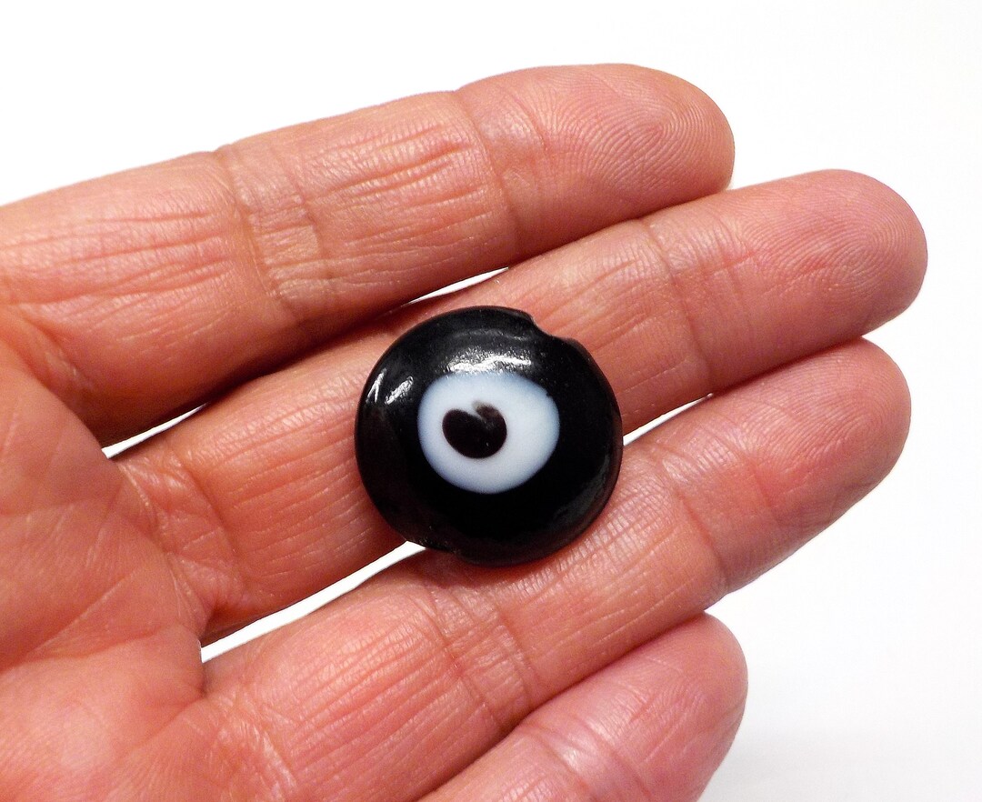 Large Evil Eye Flat Beads, Black Evil Eye Beads, Good Luck Beads ...