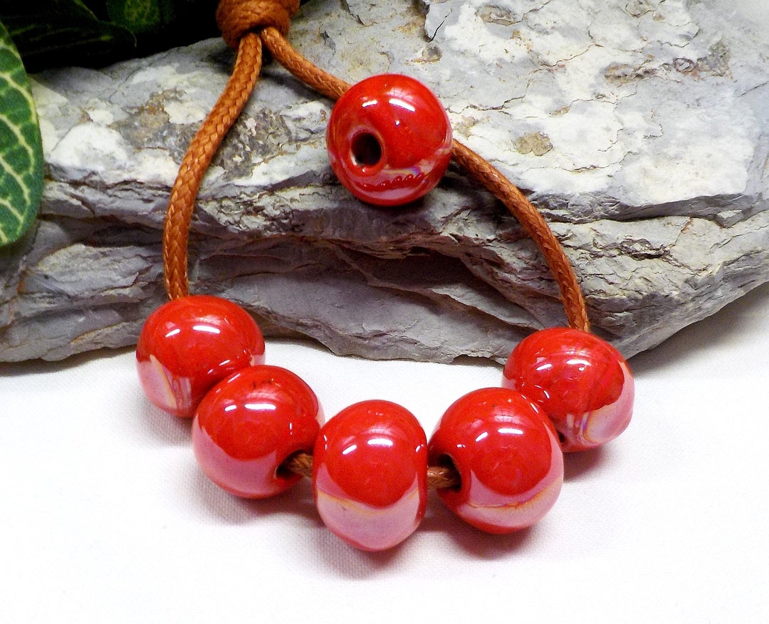 Round Ceramic Beads, Handmade Enameled Ceramic, Glazed Greek Ceramic ...