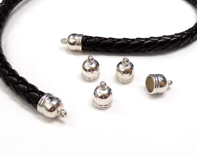 CCB End Caps for 7mm Round Cord, Silver Tone Ends, UV Plated Acrylic ...