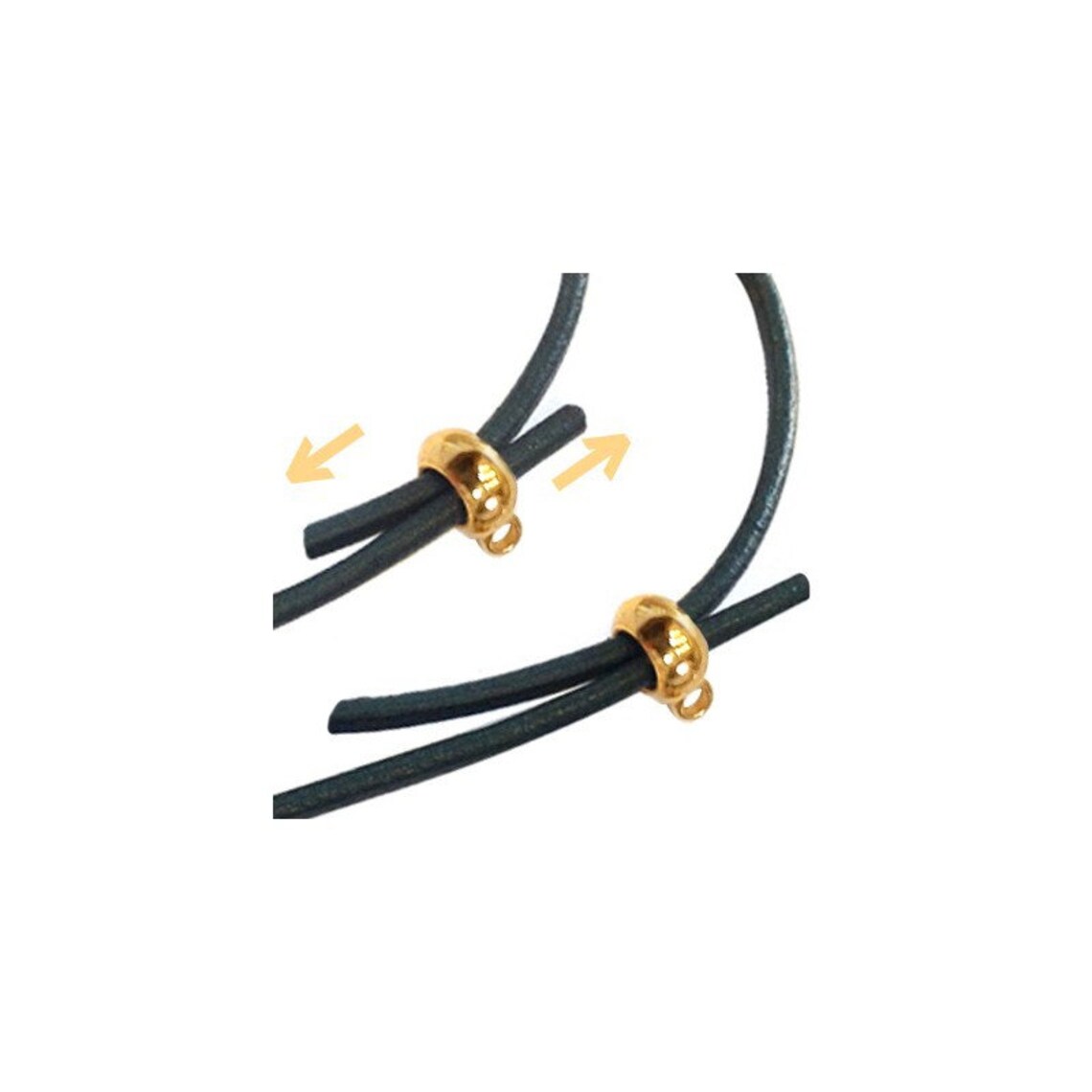 Gold Stopper Bail Beads With Rubber Tube, Charm Holder Spacer With Loop ...