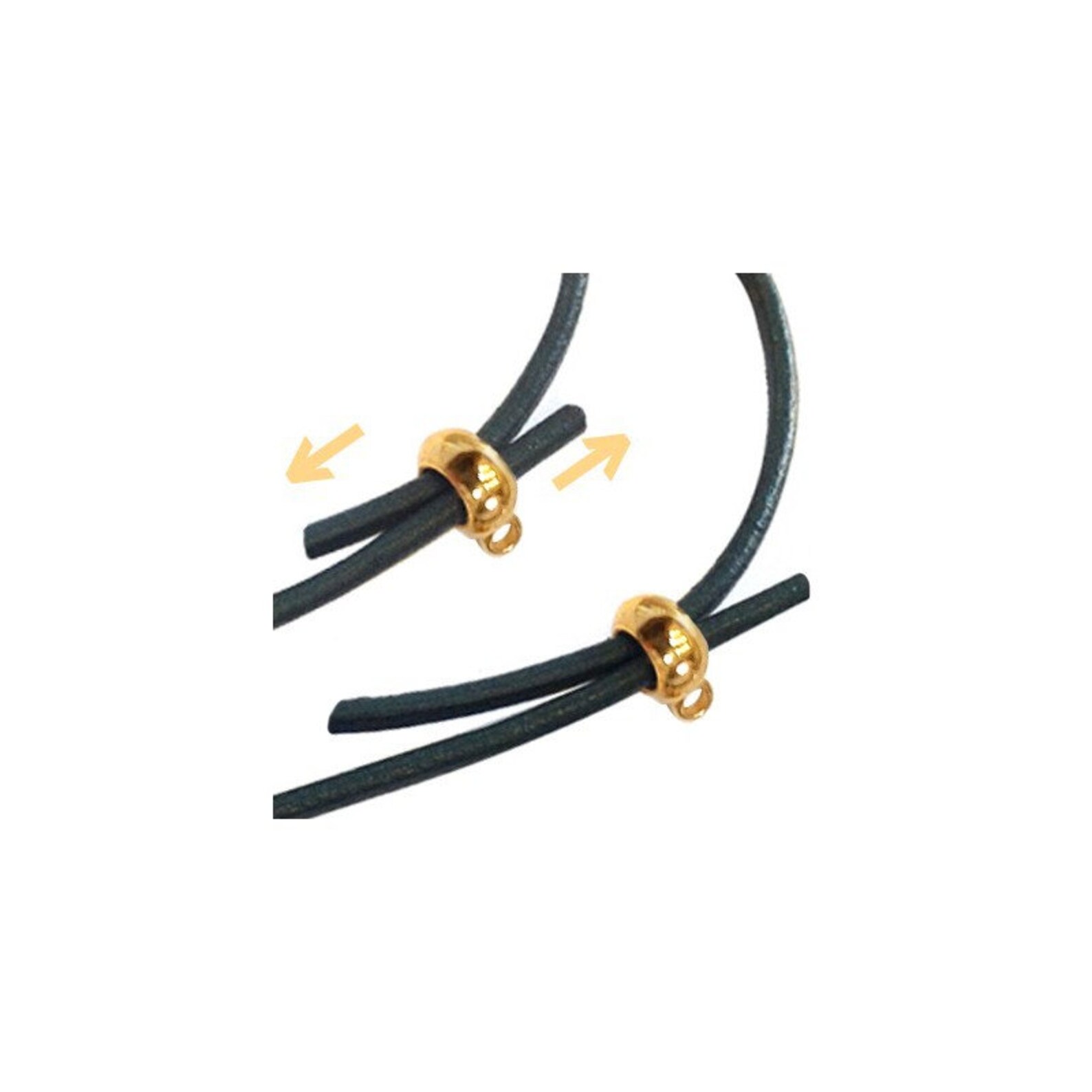 Gold Stopper Bail Beads With Rubber Tube, Charm Holder Spacer With Loop ...