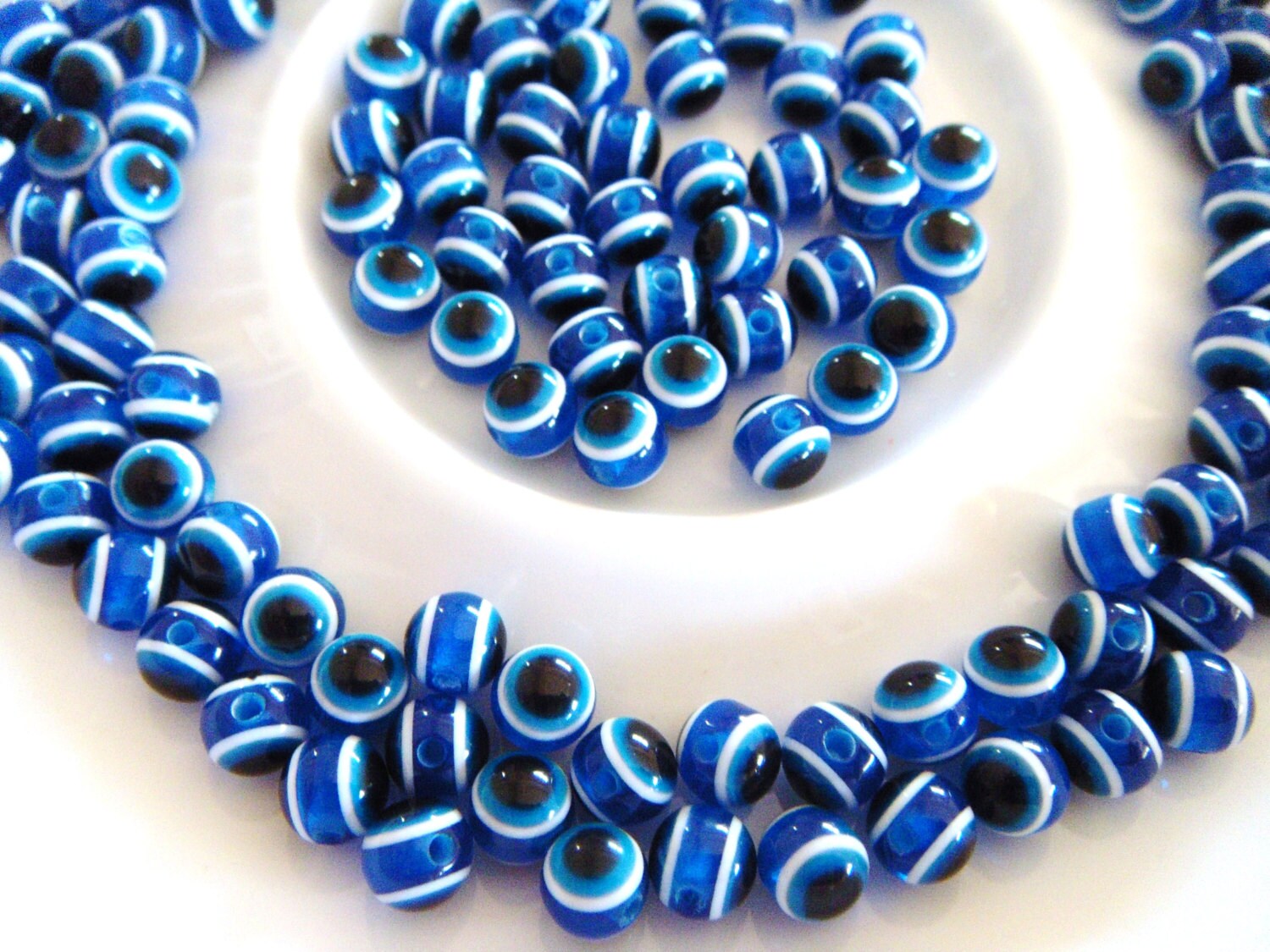 Evil Eye Beads, Good Luck Beads, Protection Beads, Dark Blue High ...