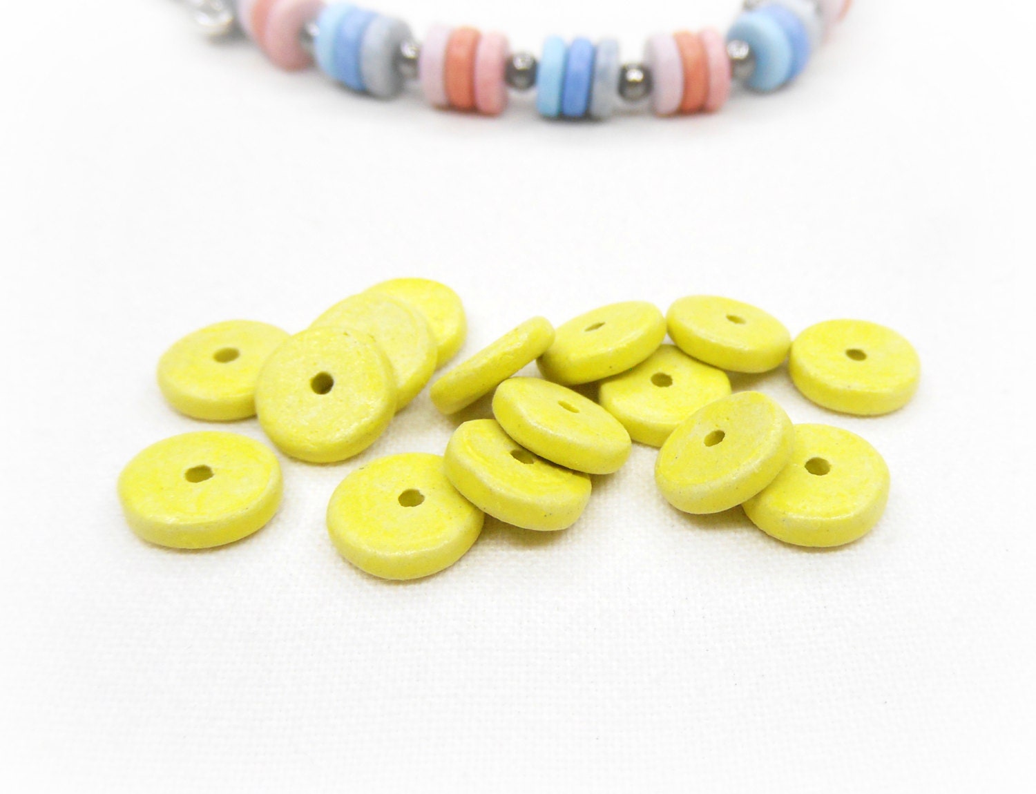 Lemon Yellow Ceramic Washers Ceramic Rondelles Small Ceramic | Etsy