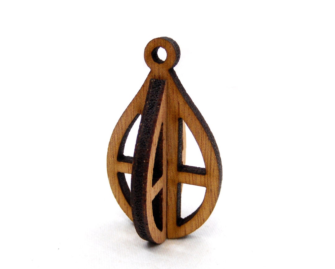 3D Drop Wooden Pendant, 3D Tear Wood Pendant, Laser Cut Drop Wood ...