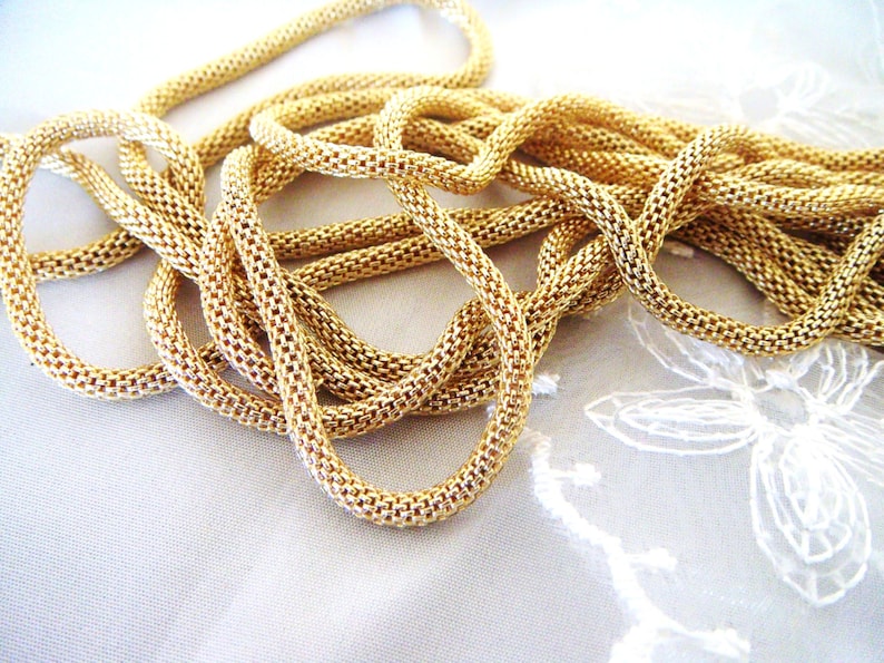 24K Gold Plated Steel Chain, Mesh Chain, Net Chain, Round Chain 3mm - 7 ...